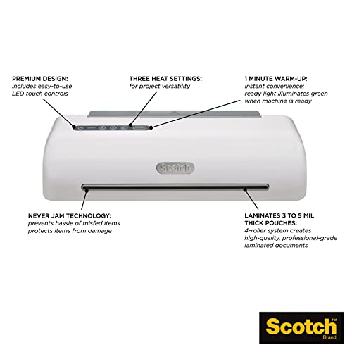 Scotch Brand PRO Thermal Laminator, 12.3-Inch, 1-Minute Warm-up, Fast Lamination, Never Jam Technology, 4-Roller Machine (TL1306)