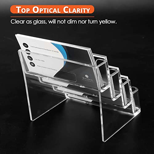 MaxGear Clear Business Card Holder 4 Pocket Business Card Display, Acrylic Business Card Stand for Desk or Counter with 4 Tier, 320 Card Capacity, 2 Pack