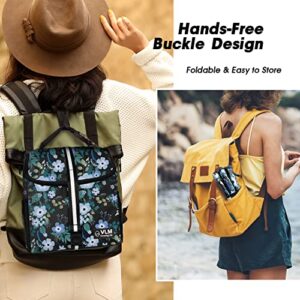 VLM Lunch Bags for Women,Leakproof Insulated Floral Lunch Box with Adjustable Shoulder Strap Reusable Zipper Cooler Tote Bag for Work,Picnic,Camping