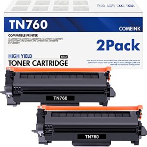 TN760 TN-760 TN730 Toner Cartridge: 2 Pack High Yield Black Compatible TN 760 TN-730 Toner Cartridge for MFC-L2710DW HL-L2395DW DCP-L2550DW HL-L2350DW MFC-L2750DW HL-L2395DW Printer