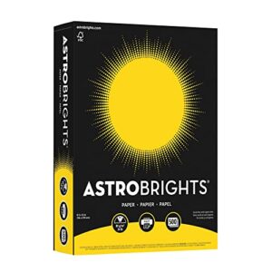 neenah astrobrights bright color paper, 8 1/2in. x 11in., 24 lb, fsc certified, solar yellow, ream of 500 sheets, 21538