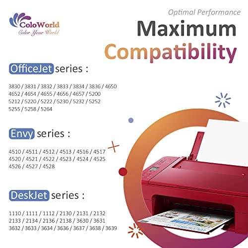 ColoWorld Remanufactured Ink Cartridge Replacement for HP 63XL 63 XL Work with Envy 4520 3634 OfficeJet 3830 3831 5252 4650 5258 5255 DeskJet 3636 3630 1112 1110 3637 3639 Printer (1 Color)