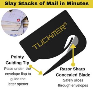 Letter Opener Envelope Slitter - Mail Opener for Women, Men, Office, Home & Business Travelers - Openers with Safety Concealed Razor Blade and Guiding Tip for Perfect Cut - Set of 4 (Colors)