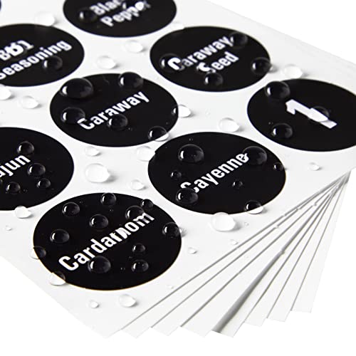 Talented Kitchen 144 Round 1.5 Inch Spice Jar Labels Preprinted, Chalkboard Seasoning Spice Labels Stickers + Numbers for Kitchen Organization and Storage (Water Resistant)