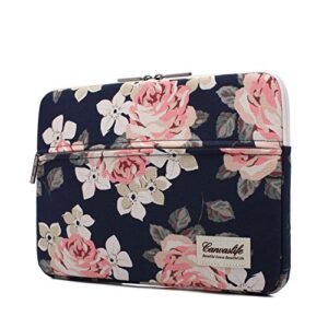 canvaslife white rose patten laptop sleeve 14 inch 14.0 inch laptop case bag