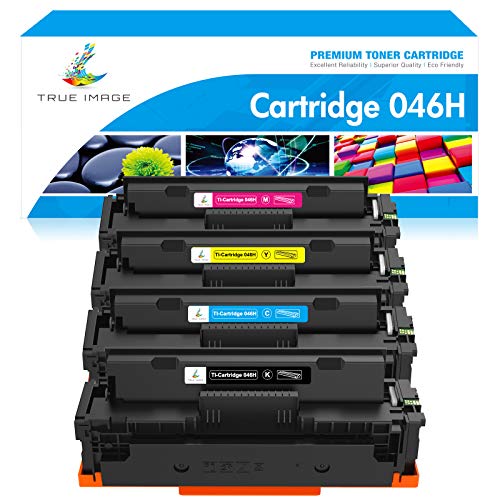 TRUE IMAGE Compatible Toner Cartridge Replacement for Canon 046H 046 CRG-046H Color ImageCLASS MF733Cdw MF731Cdw MF735Cdw LBP654Cdw MF731 MF733 Printer Ink (Black Cyan Magenta Yellow, 4-Pack)