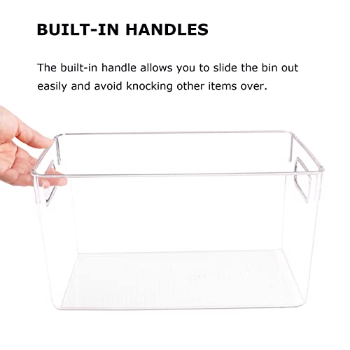 6 Pack Clear Space Plastic Storage Bins Fridge Organizer Kitchen Organization Pantry Storage Bins Freeze Organizers With Handles Cabinet Organizers For Kitchen,Fridge,Cabinet,Pantry,Bedrooms,Bathrooms