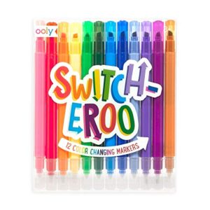 ooly, switch-eroo double sided color changing markers, drawing and coloring tool for kids and adults, cool and fun pens for creative projects, gift idea for boys and girls, pack of 12 vibrant colors