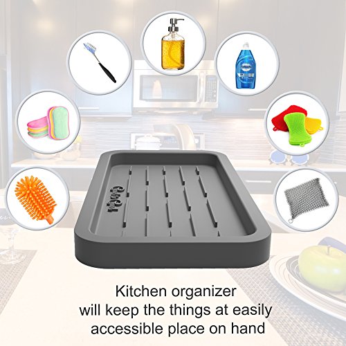 GOOD TO GOOD Sponges Holder - Kitchen Sink Organizer Silicone Tray for Sponge, Soap Dispenser, Scrubber, and Other Dishwashing Accessories