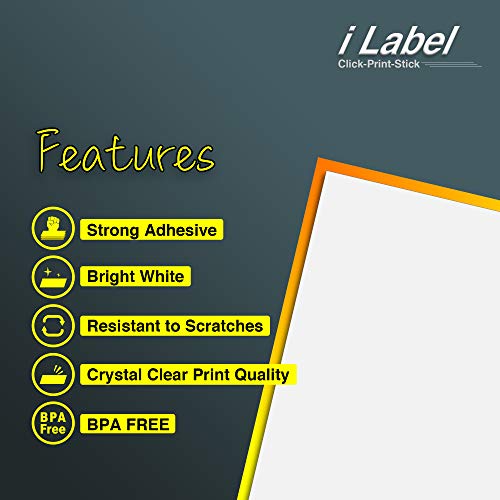 8.5" x 11" Full Sheet Sticker Paper for Laser & Inkjet Printers[50 Sheets,50 Labels]