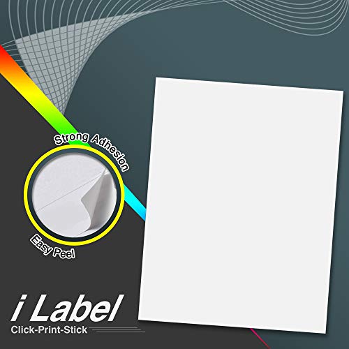 8.5" x 11" Full Sheet Sticker Paper for Laser & Inkjet Printers[50 Sheets,50 Labels]