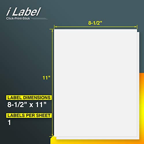 8.5" x 11" Full Sheet Sticker Paper for Laser & Inkjet Printers[50 Sheets,50 Labels]