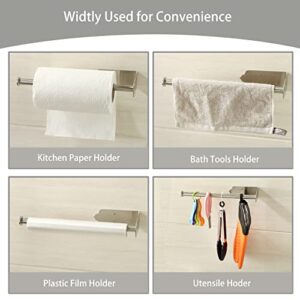 Paper Towel Holder, Self-Adhesive Paper Towel Holder Under Cabinet , Both Available in Adhesive and Screws, Wall Mount Hanging Paper Towel Rack for Kitchen, Stainless Steel Silver Paper Towel Holders