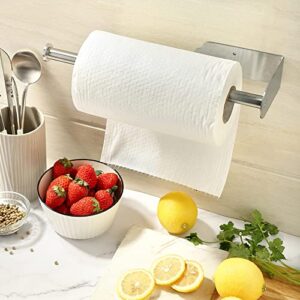 Paper Towel Holder, Self-Adhesive Paper Towel Holder Under Cabinet , Both Available in Adhesive and Screws, Wall Mount Hanging Paper Towel Rack for Kitchen, Stainless Steel Silver Paper Towel Holders