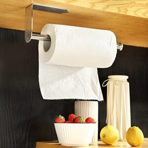 Paper Towel Holder, Self-Adhesive Paper Towel Holder Under Cabinet , Both Available in Adhesive and Screws, Wall Mount Hanging Paper Towel Rack for Kitchen, Stainless Steel Silver Paper Towel Holders