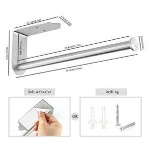 Paper Towel Holder, Self-Adhesive Paper Towel Holder Under Cabinet , Both Available in Adhesive and Screws, Wall Mount Hanging Paper Towel Rack for Kitchen, Stainless Steel Silver Paper Towel Holders