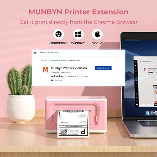 MUNBYN Pink Label Printer, Shipping Label Printer for Shipping Packages & Small Business, 2.25 Inch x 1.25 Inch Direct Thermal Labels