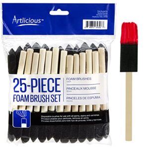 artlicious foam paint brushes, 25 pack, 1 inch, sponge brushes for painting, sponge paint brush, foam brushes, foam brushes for painting, foam brush for staining, paint sponges, foam sponge brush