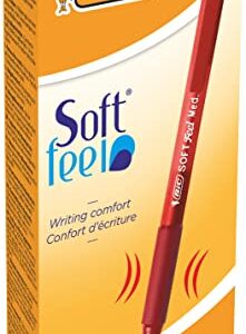 BIC 8373991 Soft Feel Ball Pen, Red, Medium Point, 12-Count