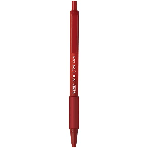 BIC 8373991 Soft Feel Ball Pen, Red, Medium Point, 12-Count