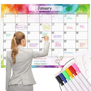 dry erase calendar – large dry erase calendar for wall, undated quarterly wall calendar, 27.8″ x 40″ monthly calendar, reusable laminated calendar whiteboard, great organizer for home, office, school