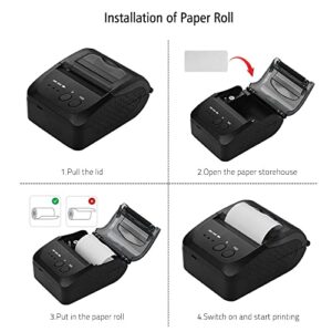 N/A Portable Mini Direct Thermal Printer Thermal POS Receipt Printer with 2000mAh Battery USB/BT Mobile Printer