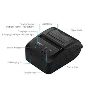 N/A Portable Mini Direct Thermal Printer Thermal POS Receipt Printer with 2000mAh Battery USB/BT Mobile Printer