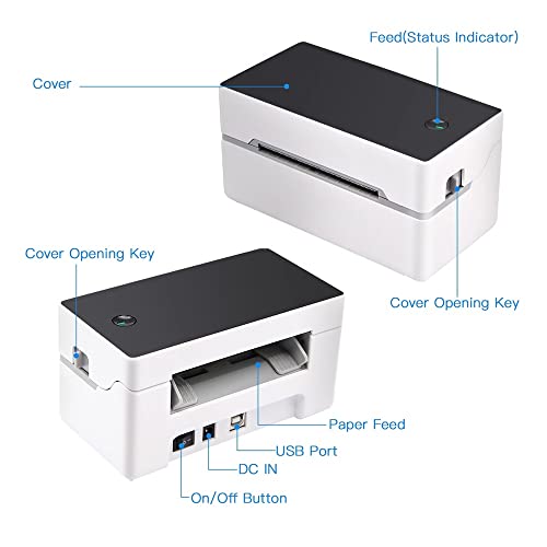 N/A HighSpeed Desktop Shipping Label Printer USB + BT Direct Thermal Printer Label Maker Sticker for Shipping Labels Printing (Color : USB and BT)