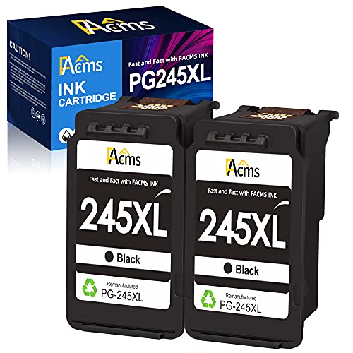 FAcms Remanufactured Canon 245XL Black Ink Replacement for Canon PG-245 PG-245XL PG 245XL 245 243 Ink Cartridge to use with Pixma MX492 MX490 MG2522 MG2520 MG2420 MG2920 MG2922 MG3022 Printer(2 Black)