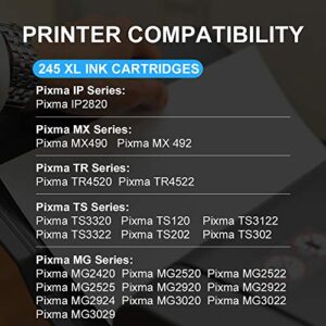 FAcms Remanufactured Canon 245XL Black Ink Replacement for Canon PG-245 PG-245XL PG 245XL 245 243 Ink Cartridge to use with Pixma MX492 MX490 MG2522 MG2520 MG2420 MG2920 MG2922 MG3022 Printer(2 Black)