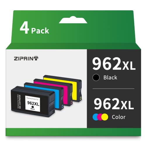 ZIPRINT 962XL Ink Remanufactured Ink Replacement for HP 962 XL 962 Work with OfficeJet Pro 9015 9010 9025 9020 9018 9012 9022 9028 Printer,962XL Ink Cartridges Combo Pack (BKCMY,4-Pack)