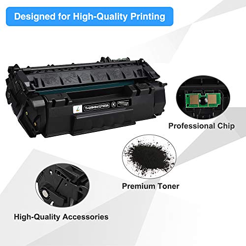 TRUE IMAGE Compatible Toner Cartridge Replacement for HP 49A Q5949A 53A Q7553A 49X Q5949X Used with 1320 1320n 3390 1160 1320tn 1320nw 3392 P2015 P2015dn Printer Ink (Black, 2-Pack)