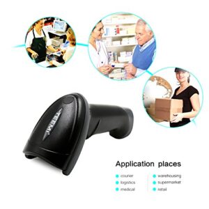 TEEMI Bluetooth Barcode Scanner with USB Charging Cradle Data Receiver, 1D 2D QR Wireless Imager with Vibration Alert for iOS Android Devices, BT 5.0 Longer Transfer Range, Handsfree Screen Scanning