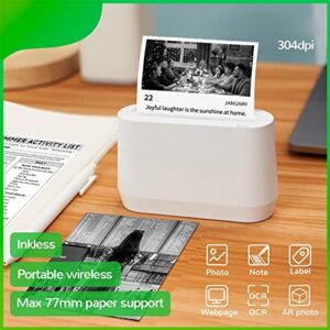 N/A Multi-Functional Mini Thermal Printer Pocket BT 304DPI Portable Photo Mobile Printer Receipt Label Maker