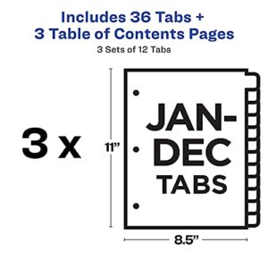 Avery 12-tab Dividers for 3 Ring Binders, Customizable Table of Contents, Multicolor Tabs, 1 Set (11847)