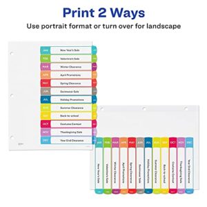 Avery 12-tab Dividers for 3 Ring Binders, Customizable Table of Contents, Multicolor Tabs, 1 Set (11847)