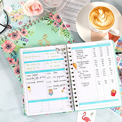 Budget Planner - Budget Book, Undated Monthly Bill Organizer with Pockets, 8.3" x 6.2", Expense Tracker Notebook, Budgeting Journal and Financial Planner/Book, Thick Paper Twin-Wire Binding