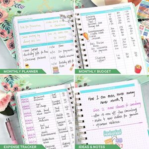 Budget Planner - Budget Book, Undated Monthly Bill Organizer with Pockets, 8.3" x 6.2", Expense Tracker Notebook, Budgeting Journal and Financial Planner/Book, Thick Paper Twin-Wire Binding