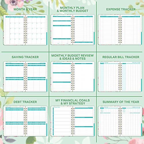 Budget Planner - Budget Book, Undated Monthly Bill Organizer with Pockets, 8.3" x 6.2", Expense Tracker Notebook, Budgeting Journal and Financial Planner/Book, Thick Paper Twin-Wire Binding