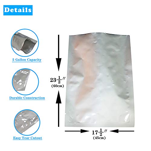 25 Pieces 5 Gallon Mylar Bags, Mylar Foil Flat Heat Sealing Bags for Food Storage for Beans, Wheat, Grains, Rice