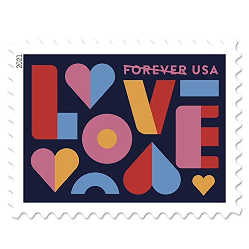 Love 2021 Forever Postage Stamps Sheet of 20 US Postal First Class Valentine Wedding Celebration Anniversary Romance Party (20 Stamps)