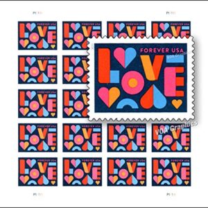 Love 2021 Forever Postage Stamps Sheet of 20 US Postal First Class Valentine Wedding Celebration Anniversary Romance Party (20 Stamps)