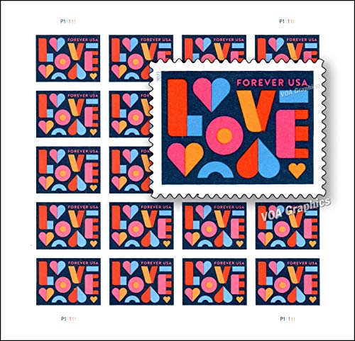 Love 2021 Forever Postage Stamps Sheet of 20 US Postal First Class Valentine Wedding Celebration Anniversary Romance Party (20 Stamps)