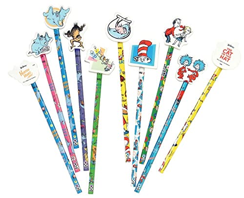 Raymond Geddes 66865 Dr. Seuss Number 2 Pencils With Giant Pencil Top Erasers (Pack of 36)