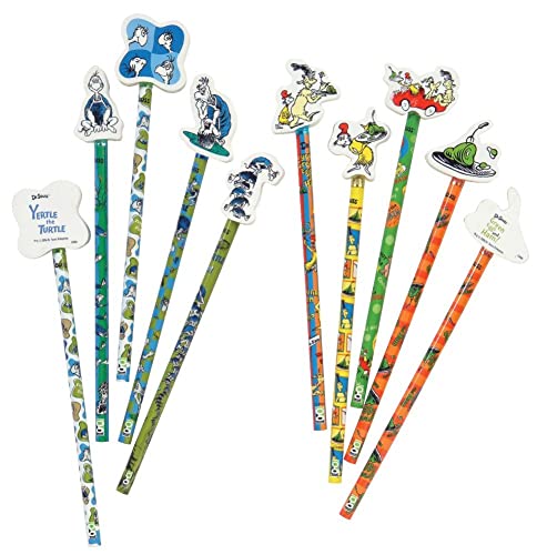 Raymond Geddes 66865 Dr. Seuss Number 2 Pencils With Giant Pencil Top Erasers (Pack of 36)