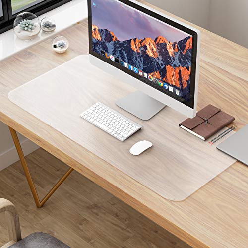 NATRKE Clear Desk Mat Pad, 32"x16"Transparent PVC Desk Protector Pad Large 1.5mm Waterproof Non-Slip Writing Desk Blotter for Desktop for Home Office