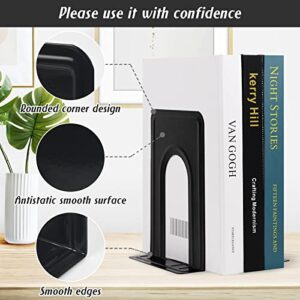 HappyHapi Book Ends Sturdy Bookends for Shelves, Universal Book End Heavy-Duty, Nonskid Metal Bookend, Premium Book Holder for Office/ Home/ Class/ Library, 6.5 X 5.7 X 4.9 in ( 4 Pcs/2 Pair, Black)