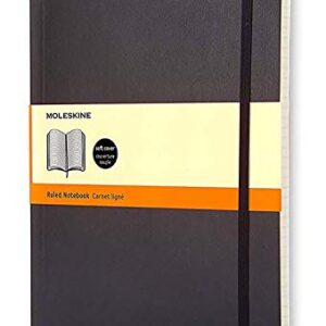 Moleskine Classic Notebook, Soft Cover, XL (7.5" x 9.5") Ruled/Lined, Black, 192 Pages