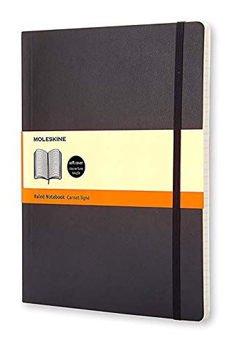 Moleskine Classic Notebook, Soft Cover, XL (7.5" x 9.5") Ruled/Lined, Black, 192 Pages