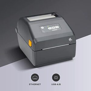 ZEBRA ZD421 Direct Thermal Only Desktop Barcode Label Printer, Gray - Ethernet, Bluetooth, USB and USB Host Connectivity, 203 dpi, 6 IPS, 4.09-Inch Max Print Width - ZD4A042-D01E00EZ JTTANDS